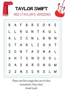 Taylor Swift Word Search Printable - template.insidethehood.com