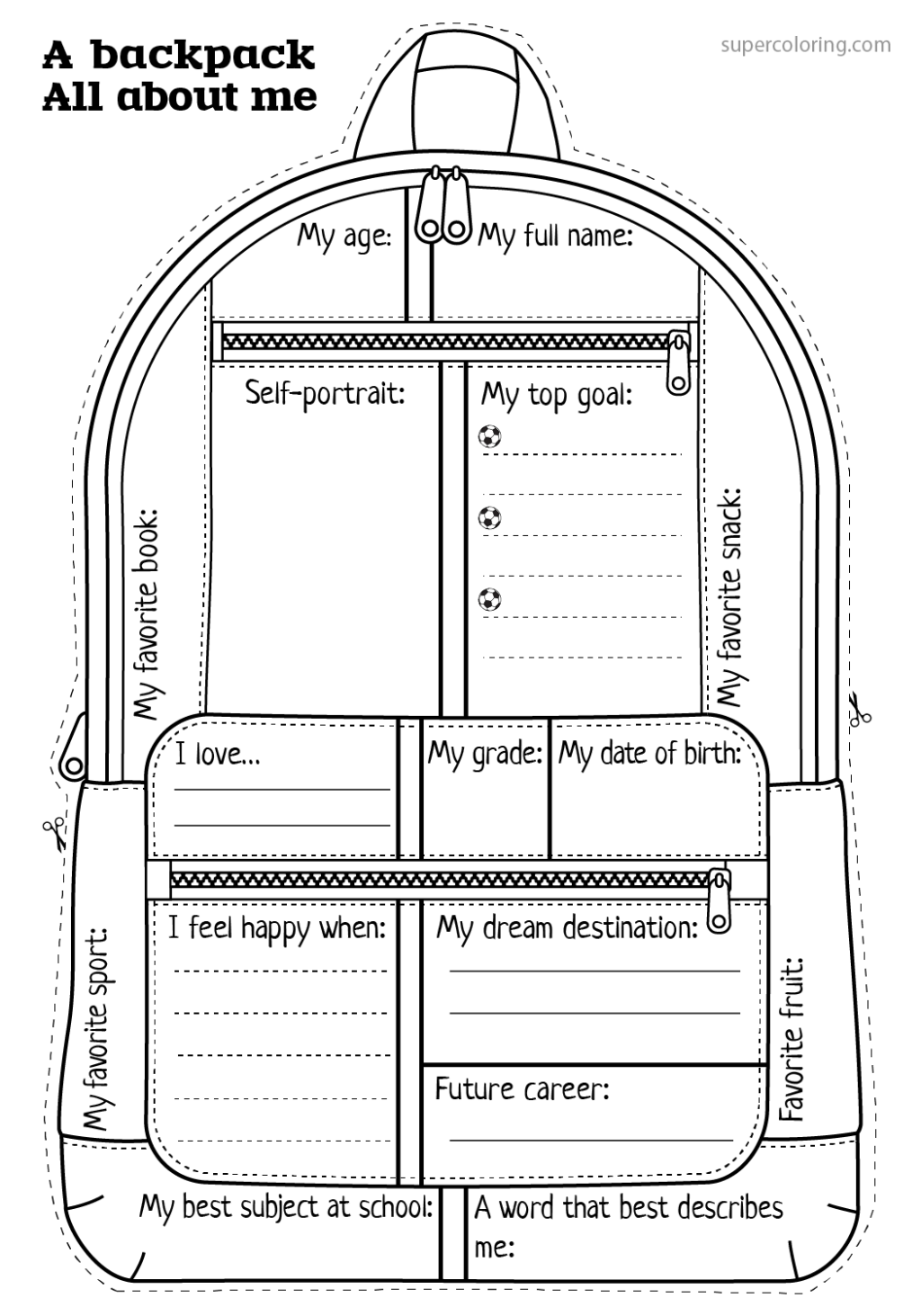 Printable All About Me Backpack Template - template.insidethehood.com
